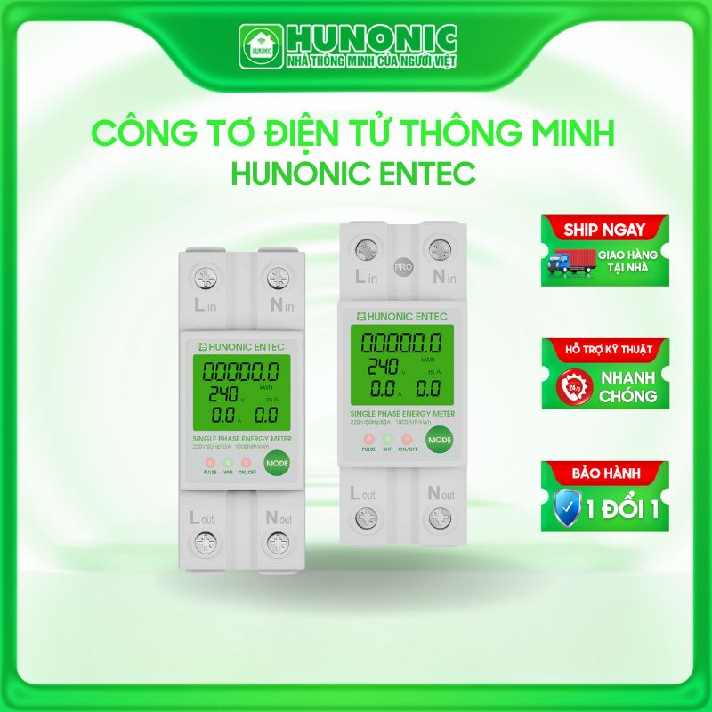Công Tơ Điện Tử Thông Minh HUNONIC ENTEC - Bản PRO - Qúy Mến Smarthome